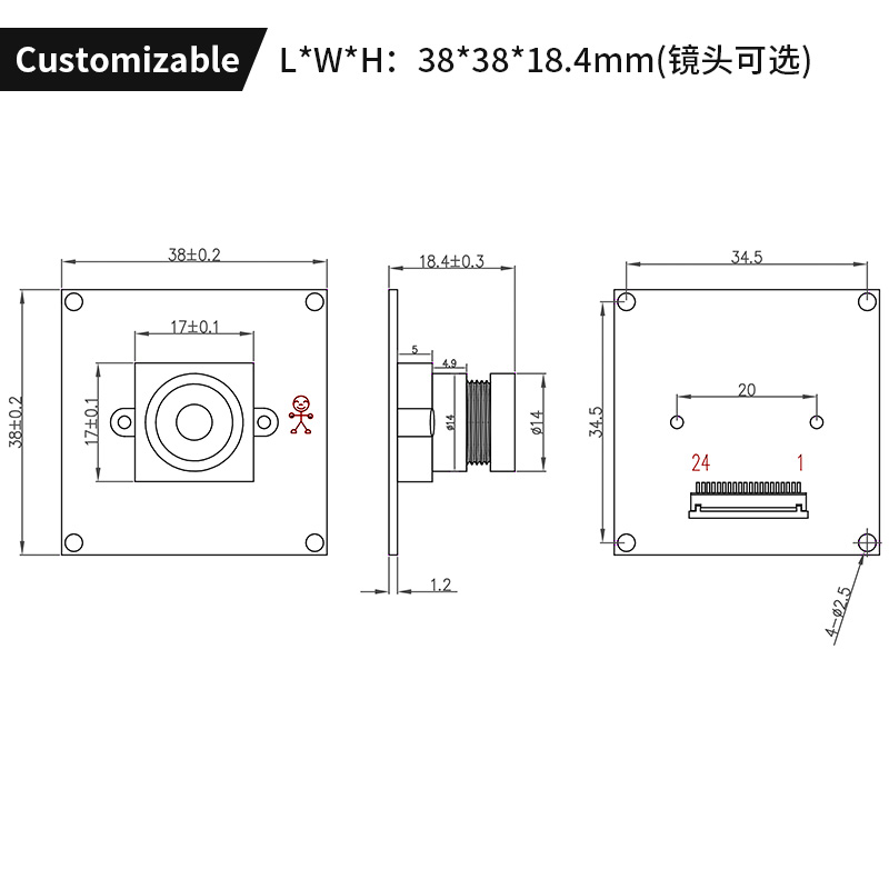 Dogoozx 2MP Pixel OV2640 RGB JPEG YUV QR Code Monitoring Wide Angle DVP ...