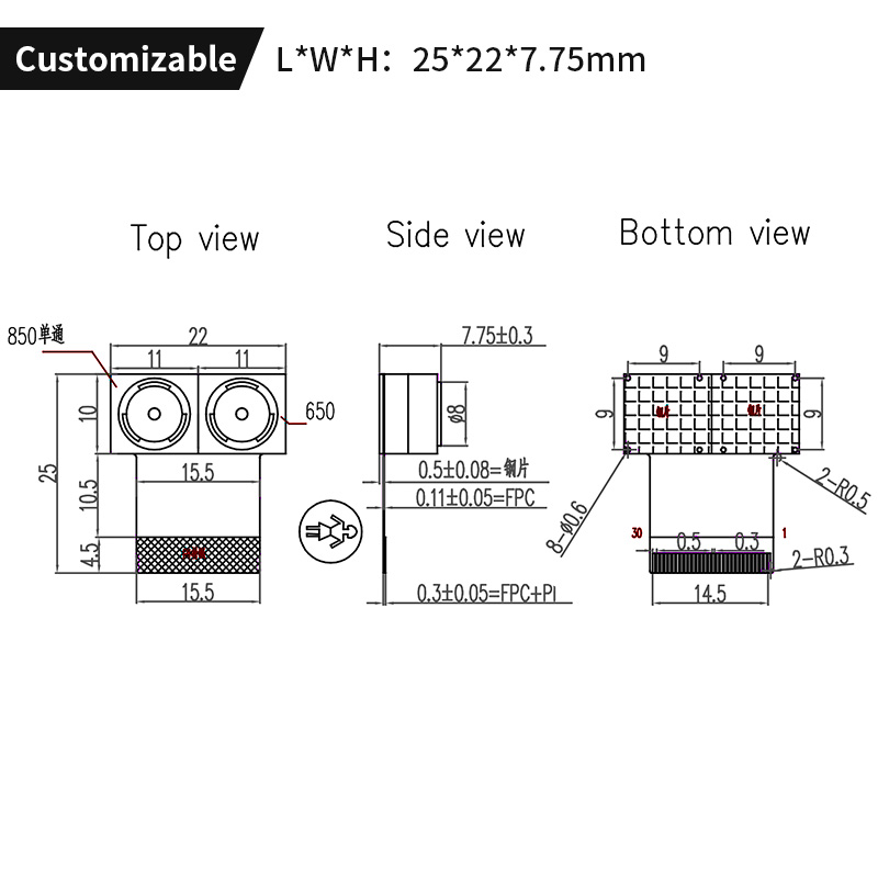 Dogoozx Dual 1080P binocular in vivo detection Ov2718 video input wide ...
